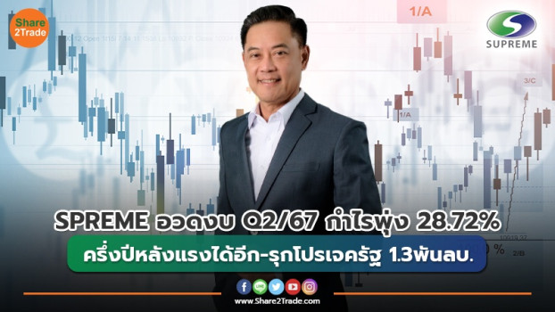 SPREME อวดงบQ2/67 กำไรพุ่ง 28.72% ครึ่งปีหลังแรงได้อีก-รุกโปรเจครัฐ 1.3 พันลบ. | Share2Trade